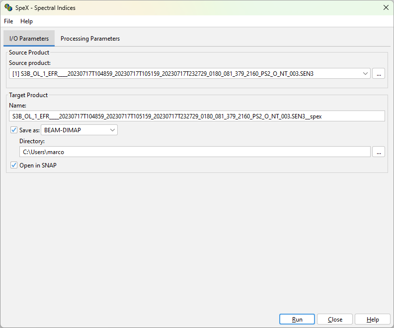 The I/O Parameters tab allows to specify the inputand output parameters.